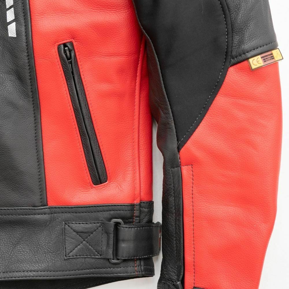 Men’s PowerSports Leather Racing Jacket – Red and Black – AT-1104-RED ...